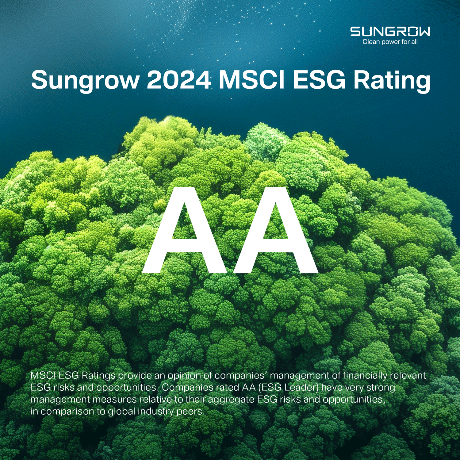 Sungrow Earns AA Rating in MSCI 2024 ESG Assessment